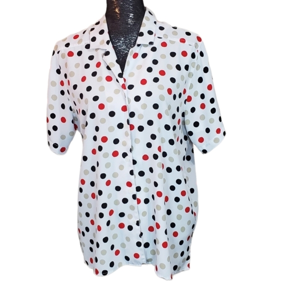 Koret | Tops | Vintage Koret Bold Polka Dot Button Up Blouse 4 | Poshmark